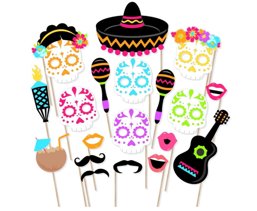 Printable Day of the Dead Photo Booth Props - Dia De Los Muertos Photo ...