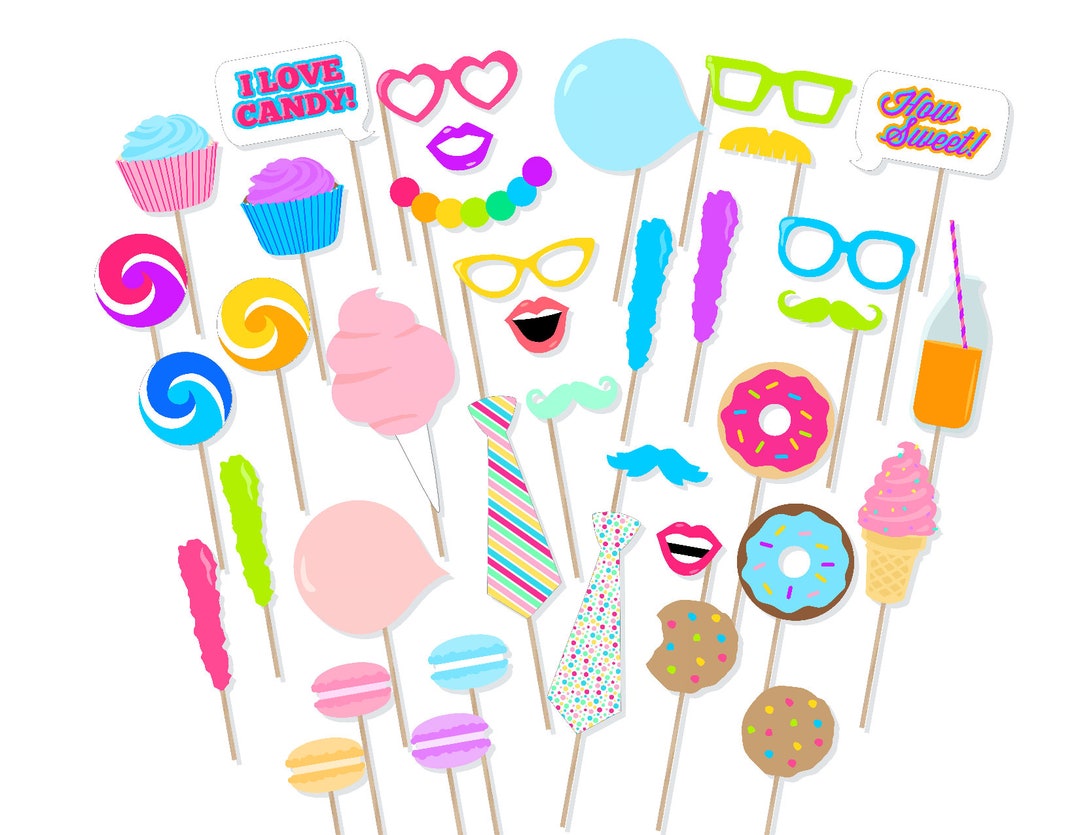 Printable Candy Photo Booth Props - Candy Photobooth - Candy Props ...