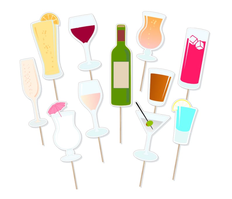 Printable Drinks Photo Booth Props - 21st Birthday Photobooth - 21st ...
