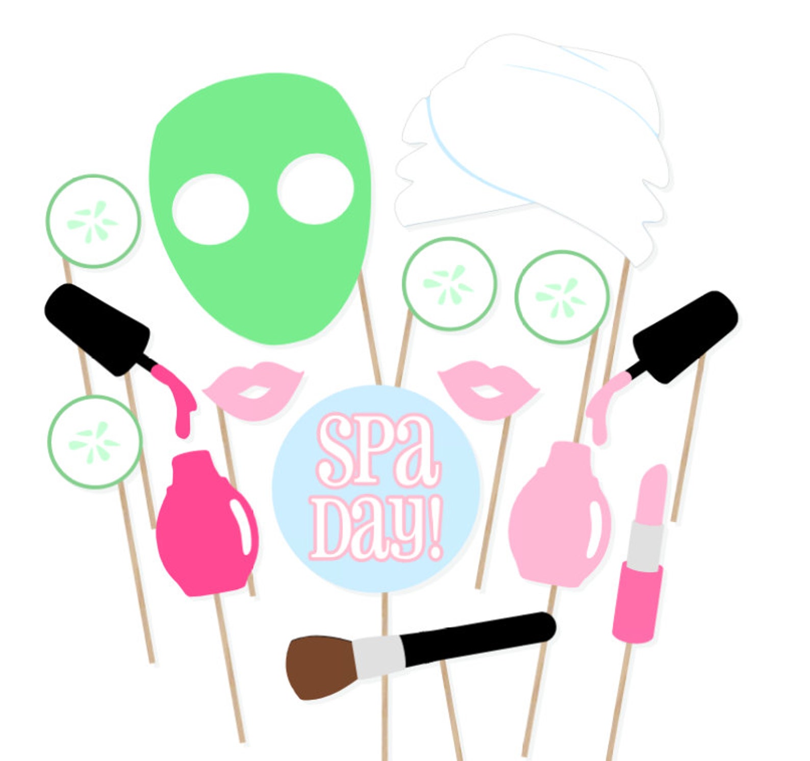 Spa Day Printable Photo Props Spa Manicure Photo Booth Props | Etsy