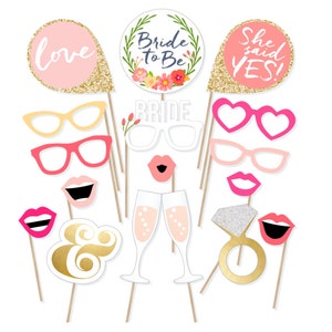 Printable Bridal Shower Photo Booth Props - Bride Photobooth Props ...