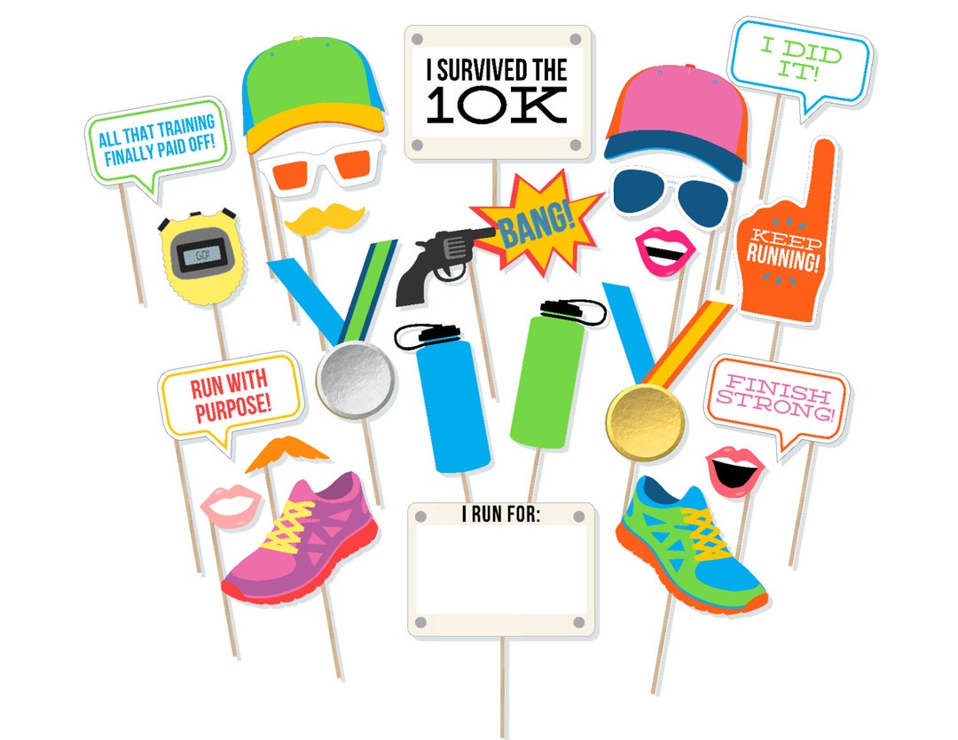 Printable 10K Photo Booth Props - Printable 10K Photobooth - Runner ...