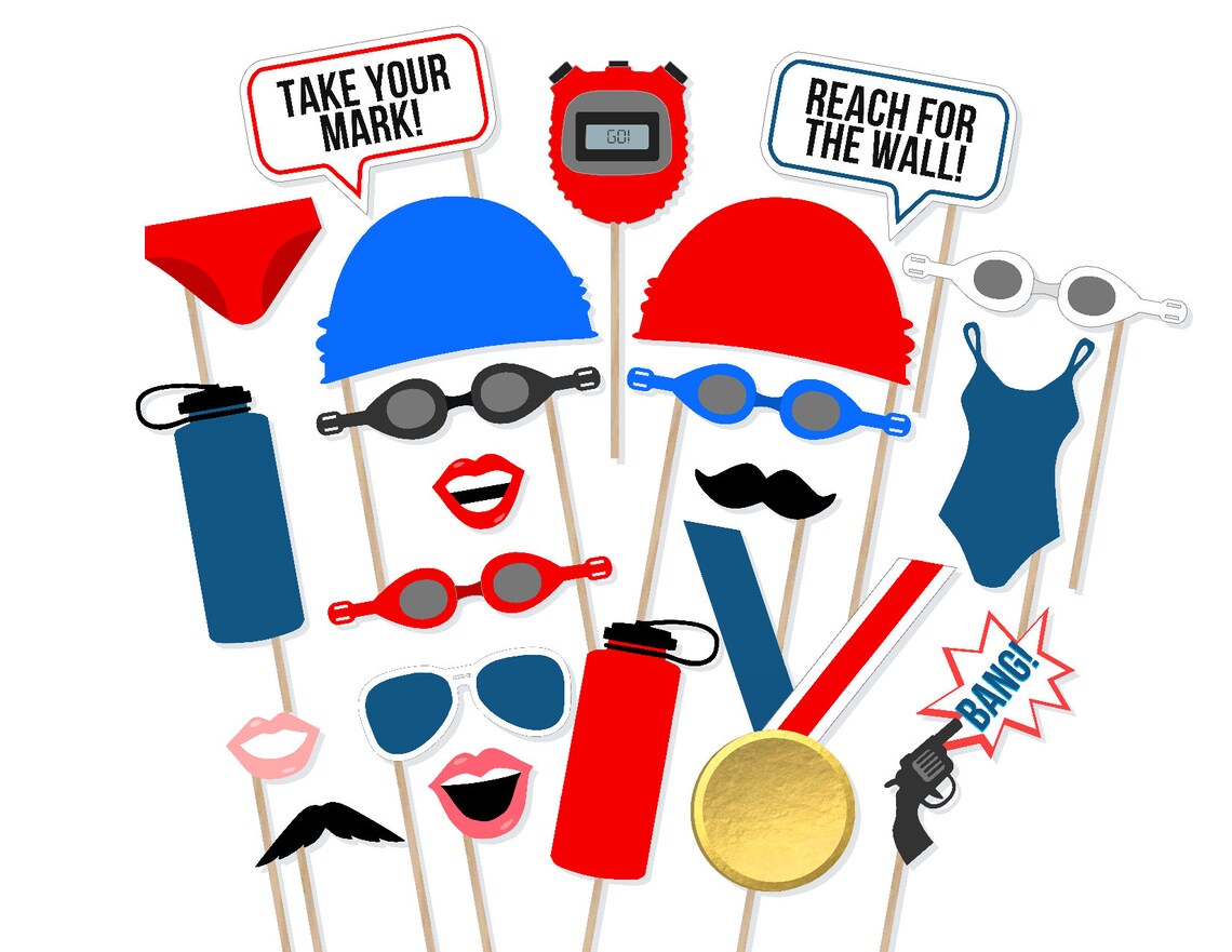 Printable Swim Team Photo Booth Props - Swim Team Photobooth - Olympics ...
