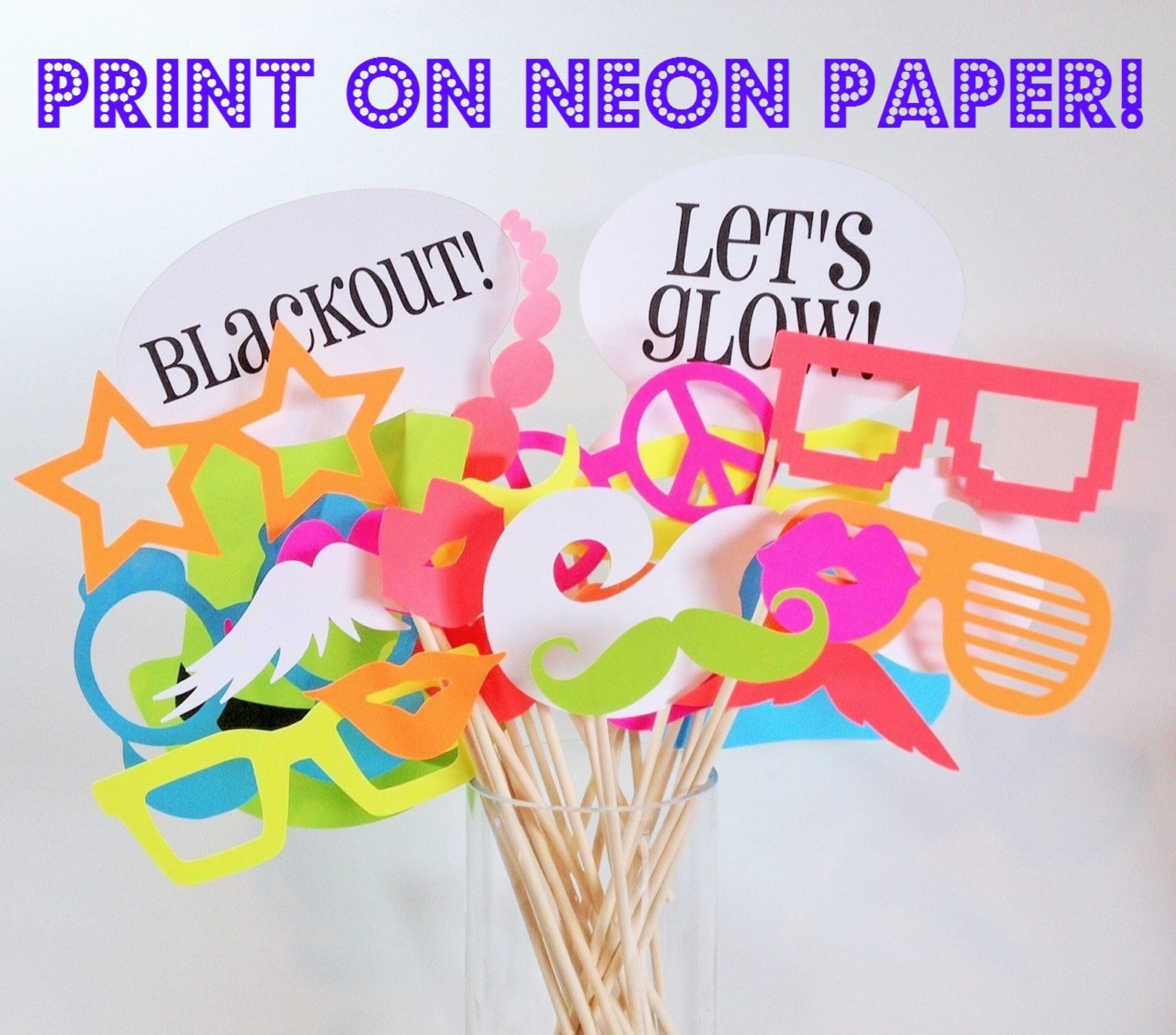 Printable Blacklight Props Blackout Birthday Blacklight - Etsy