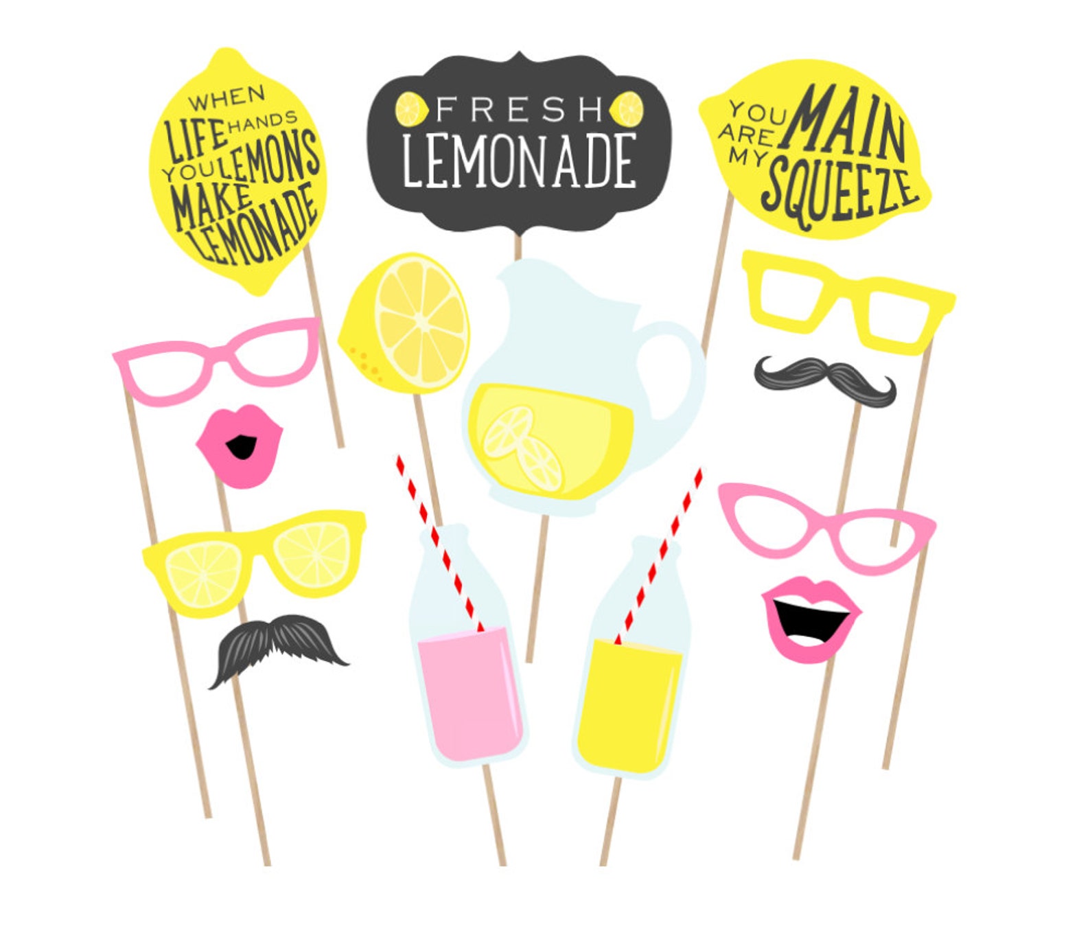 Printable Lemonade Stand Photo Booth Props Lemonade Etsy