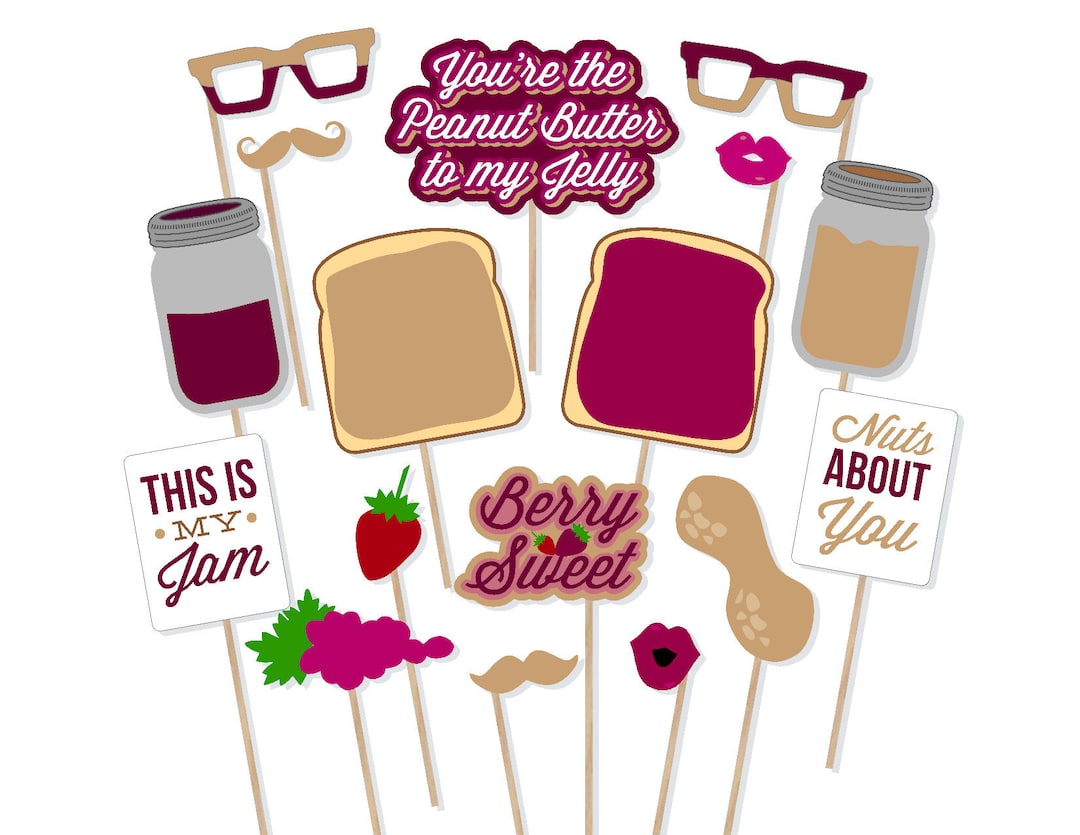 Printable Peanut Butter and Jelly Photo Booth Props - PB and J ...