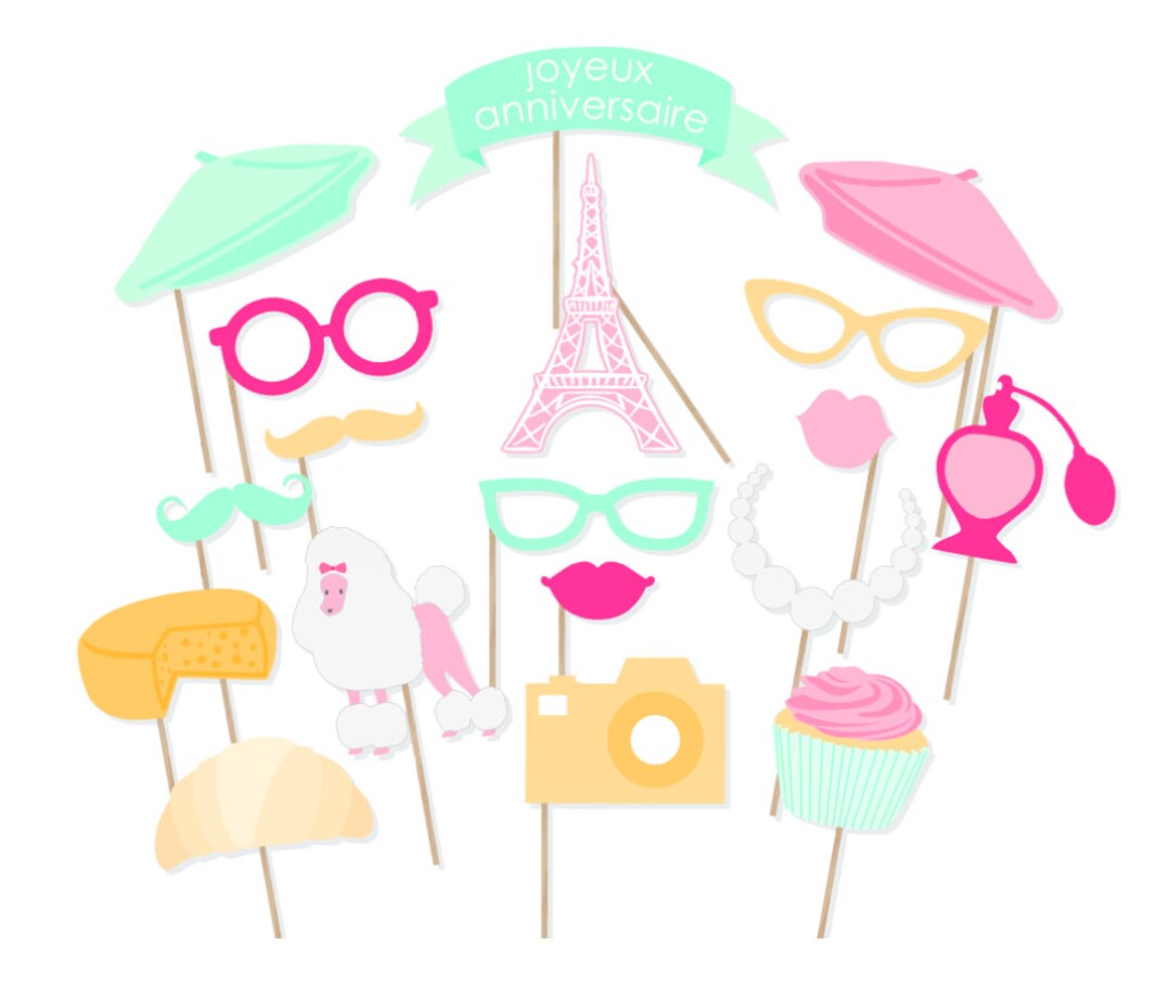 Printable French Photo Booth Props Parisian Photobooth Props Paris ...