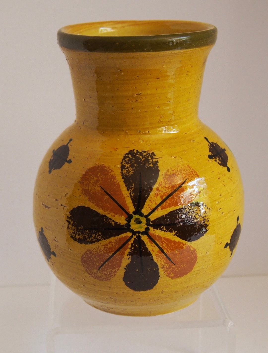 Vintage Yellow Bitossi Art Pottery Vase Designed by Aldo Londi - Etsy