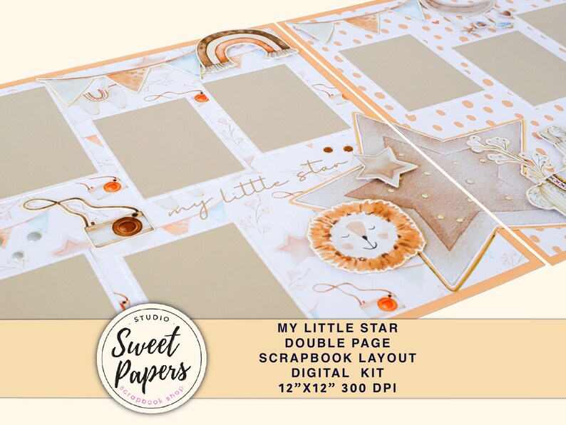 Digital Kit Scrapbook Layout, All Elements and Patterns to Make This ...