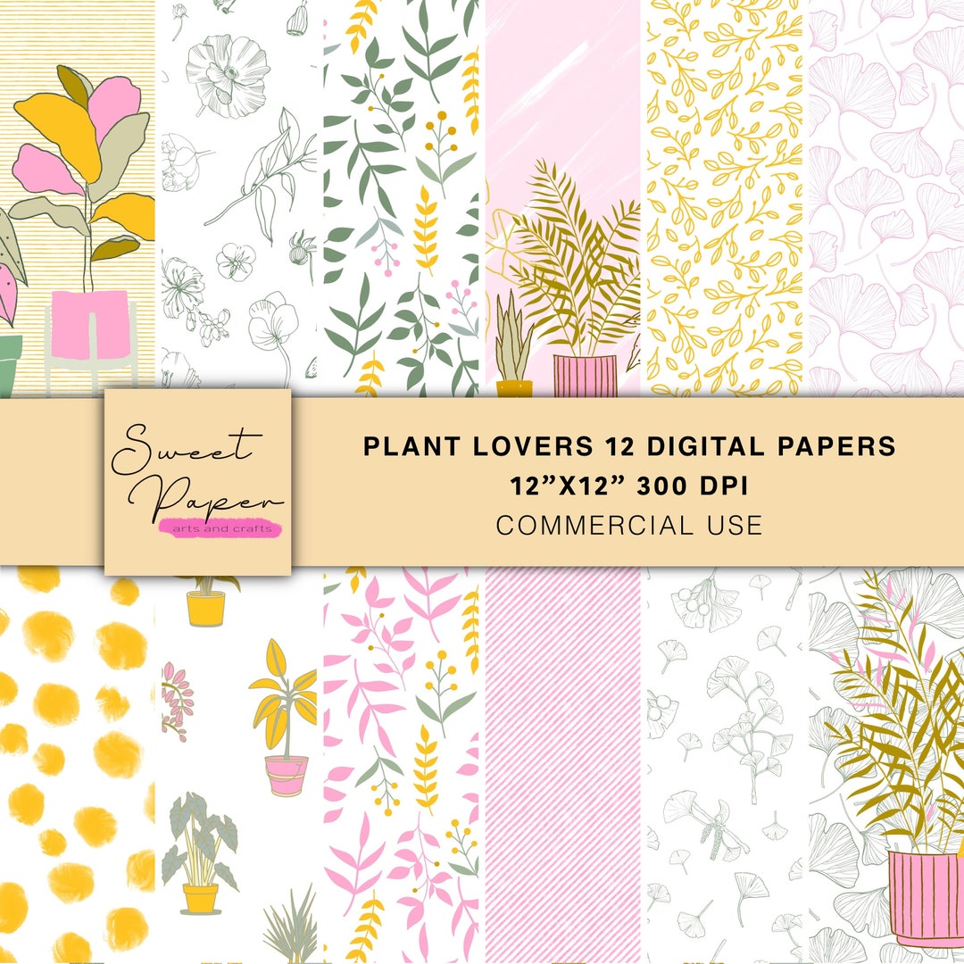 12 Plant Lovers Digital Papers, Spring Colors Digital Papers, Digital ...