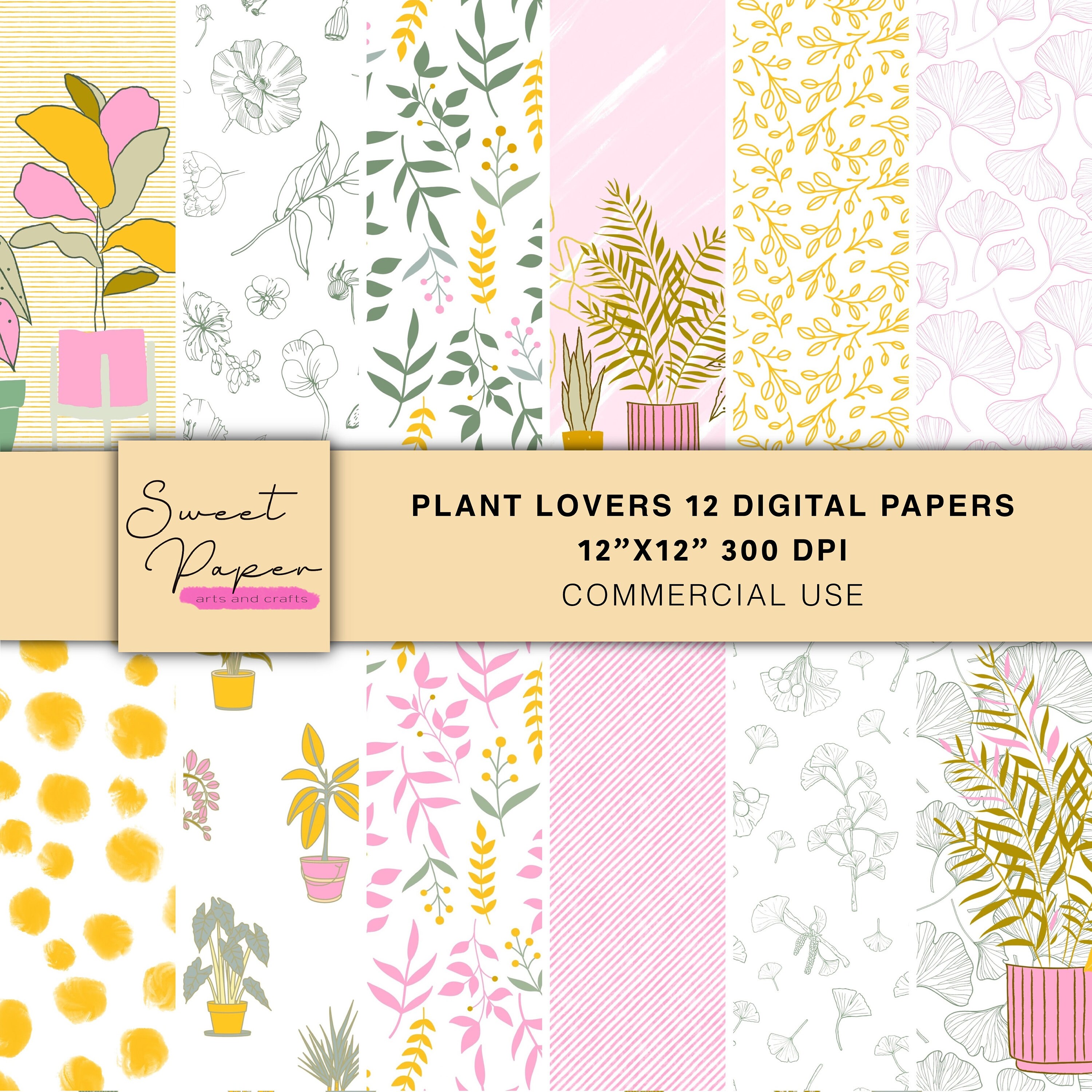 12 Plant Lovers Digital Papers Spring Colors Digital Papers - Etsy