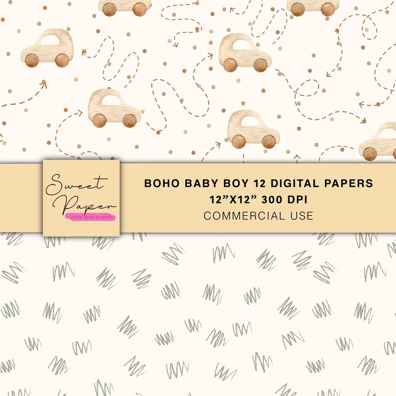 12 Boho Baby Boy Digital Papers, Neutral Digital Papers, Digital ...