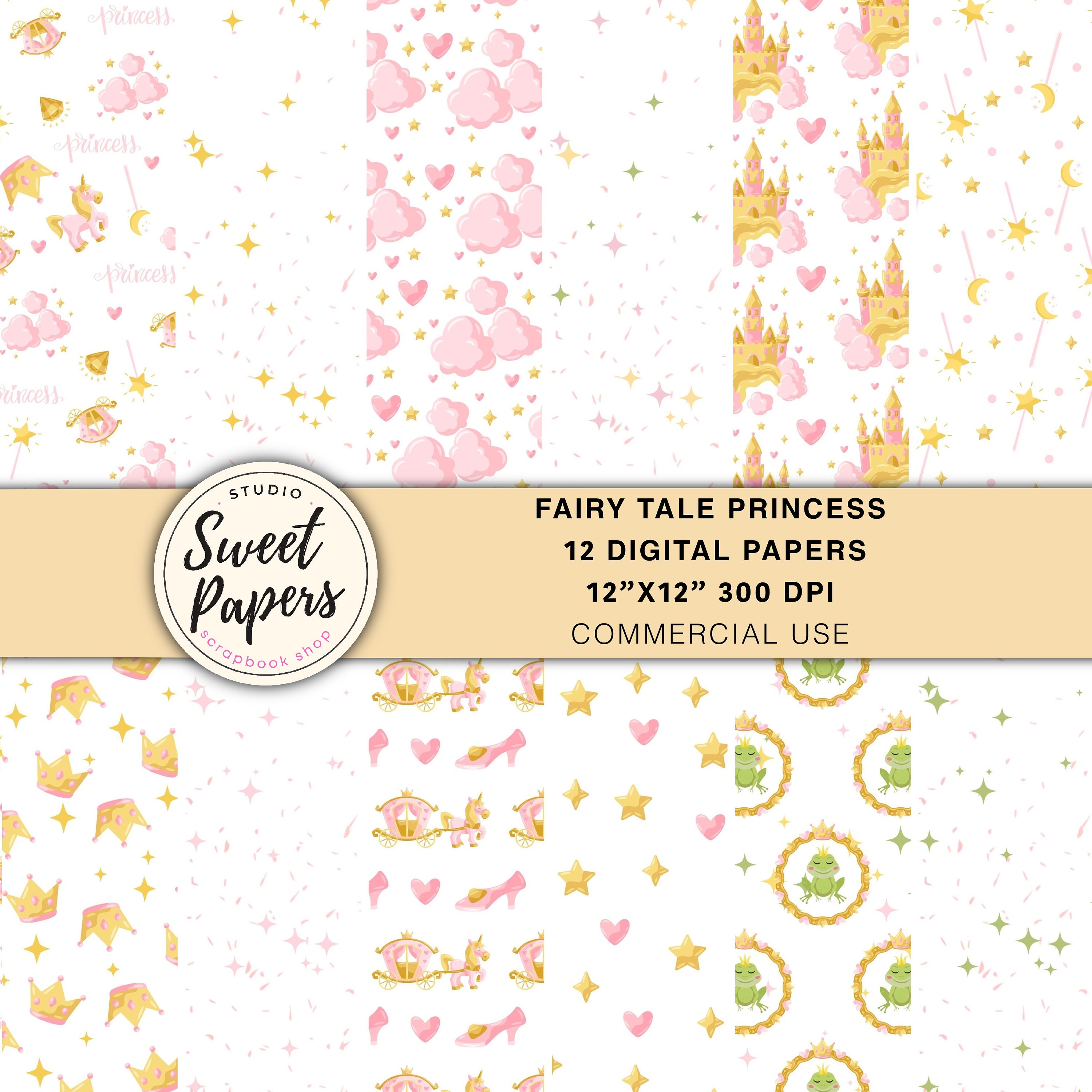 Set of 12 Fairy Tale Princess Digital Papers, Enchanted Princess ...