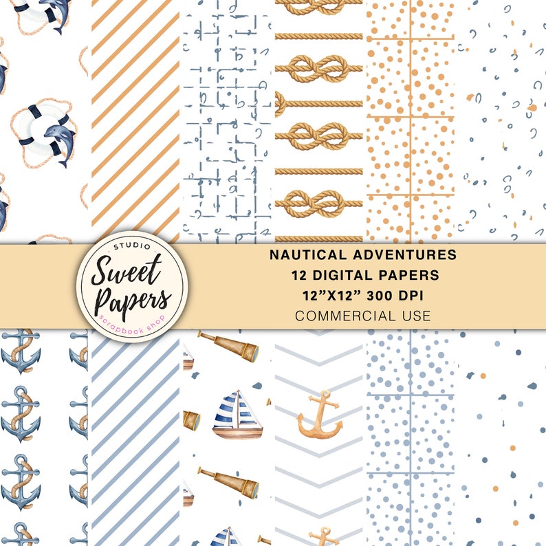 12 Nautical Adventures Digital Papers Travel Ocean - Etsy