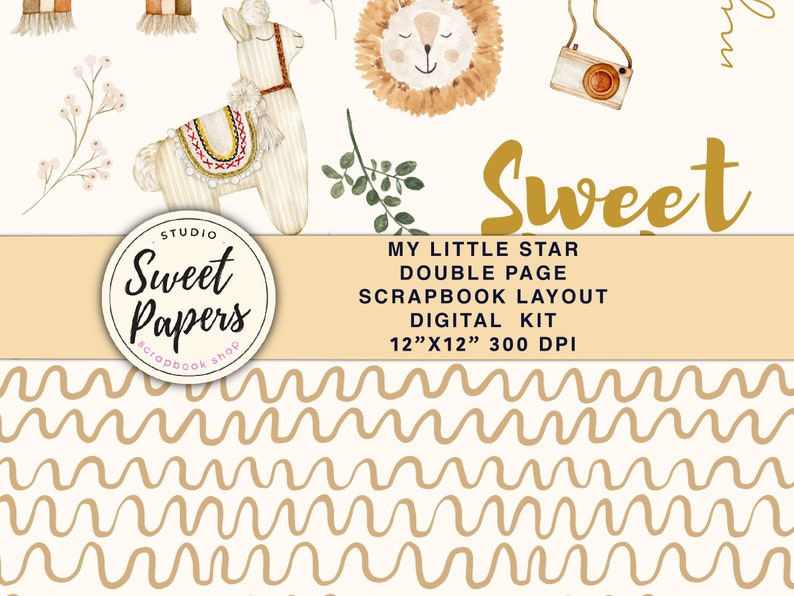 Digital Kit Scrapbook Layout, All Elements and Patterns to Make This ...