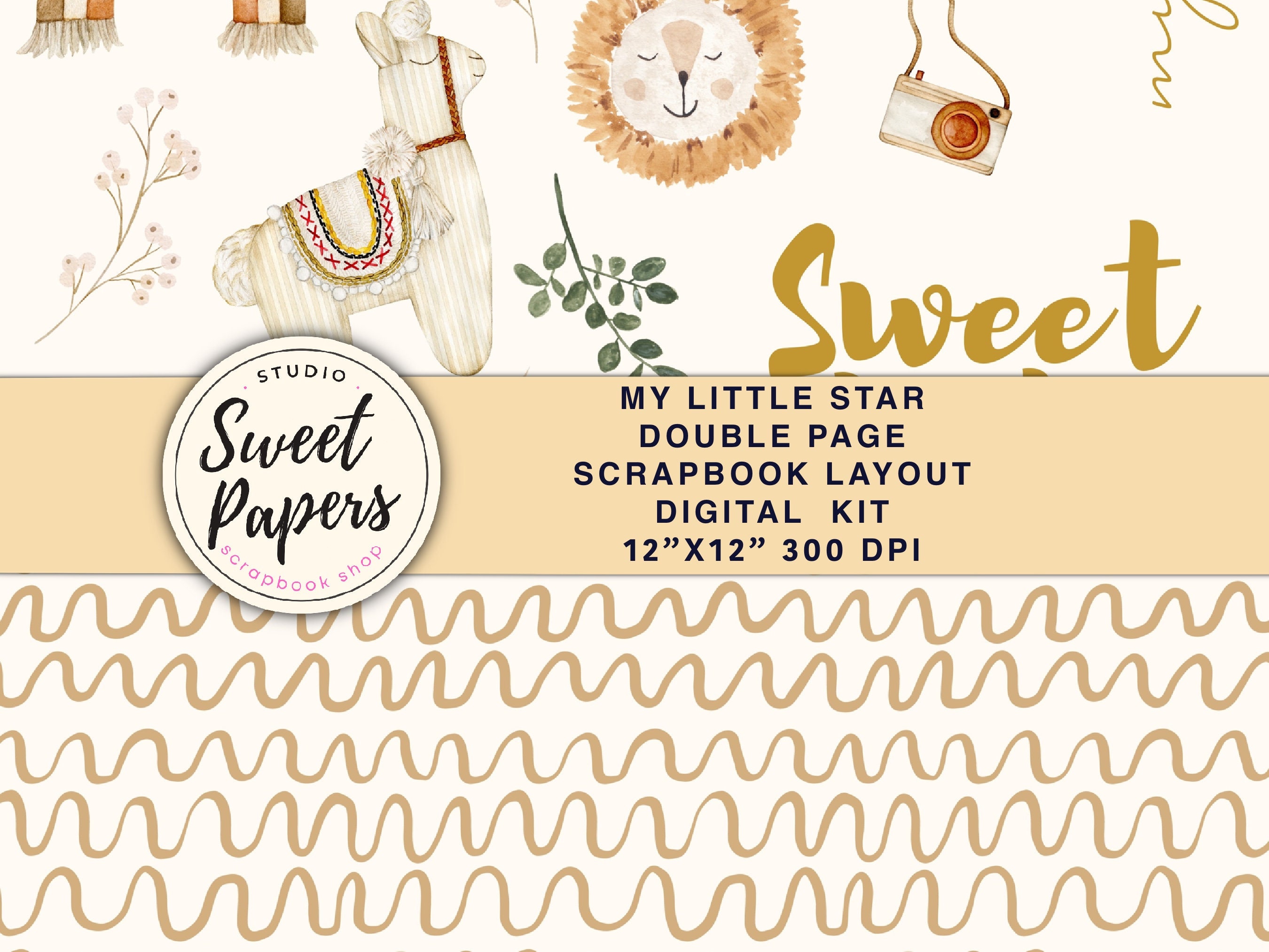 Digital Kit Scrapbook Layout, All Elements and Patterns to Make This ...