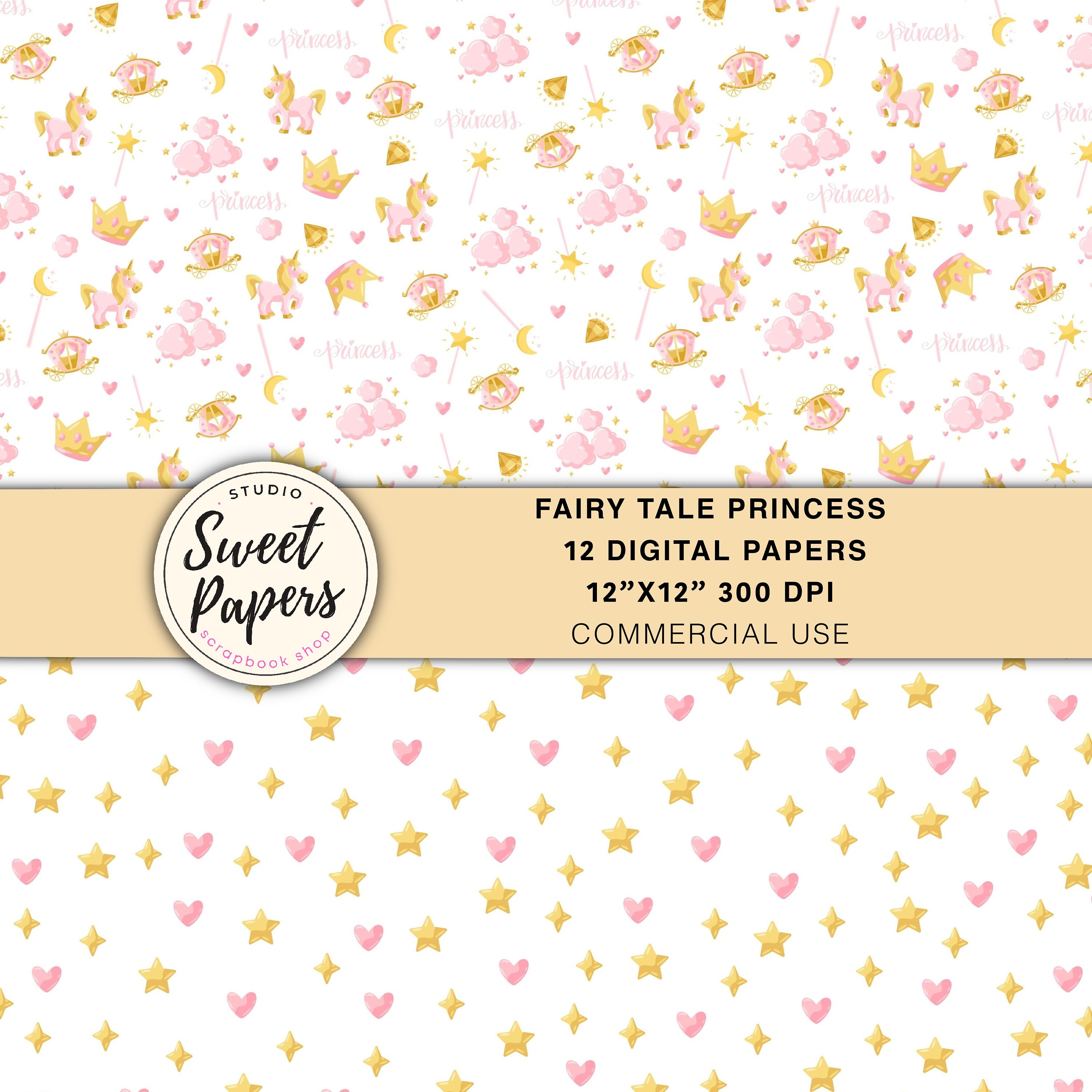 Set of 12 Fairy Tale Princess Digital Papers, Enchanted Princess ...