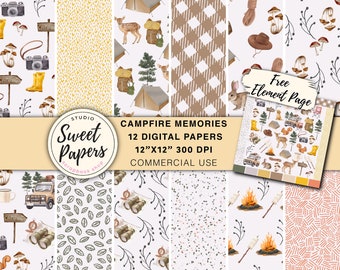Camping Digital Papers Great Outdoors Papers Camping - Etsy