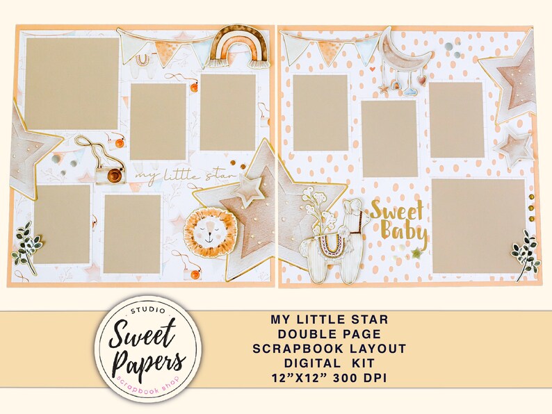 Digital Kit Scrapbook Layout, All Elements and Patterns to Make This ...