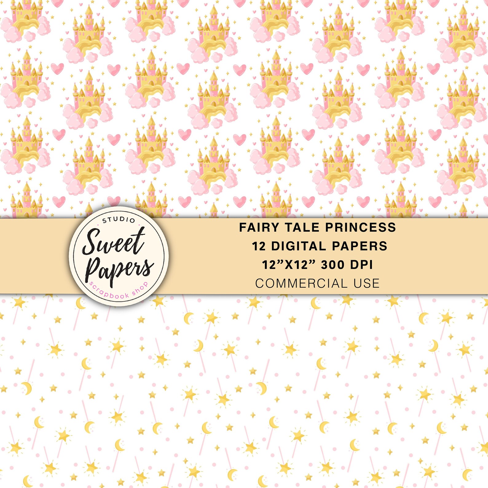 Set of 12 Fairy Tale Princess Digital Papers, Enchanted Princess ...