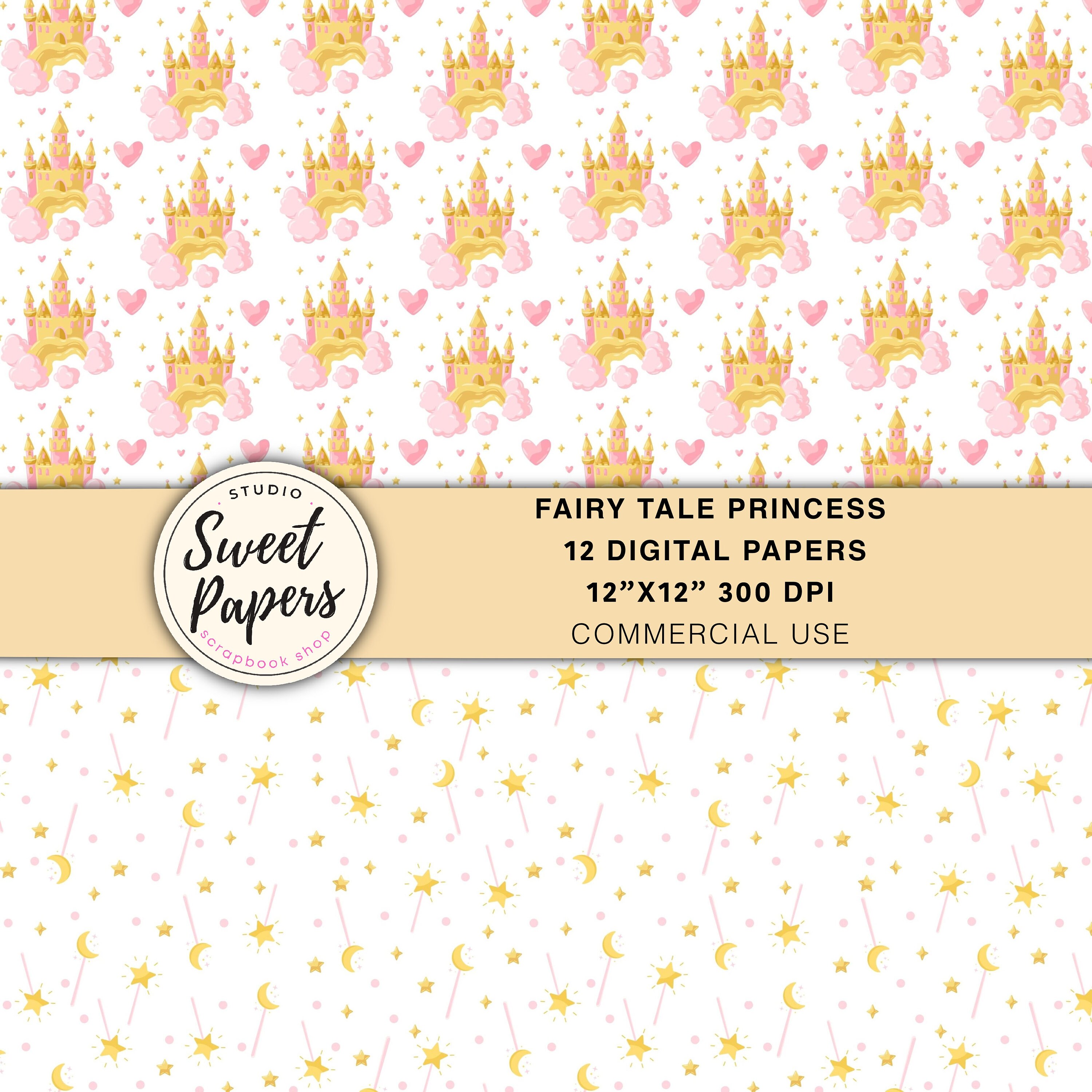 Set of 12 Fairy Tale Princess Digital Papers, Enchanted Princess ...