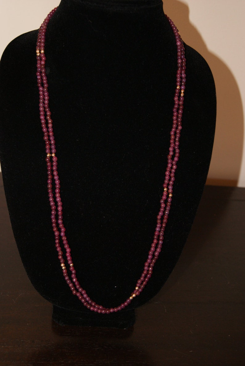 Double Strand Natural Untreated Ruby Long Necklace With 14K - Etsy