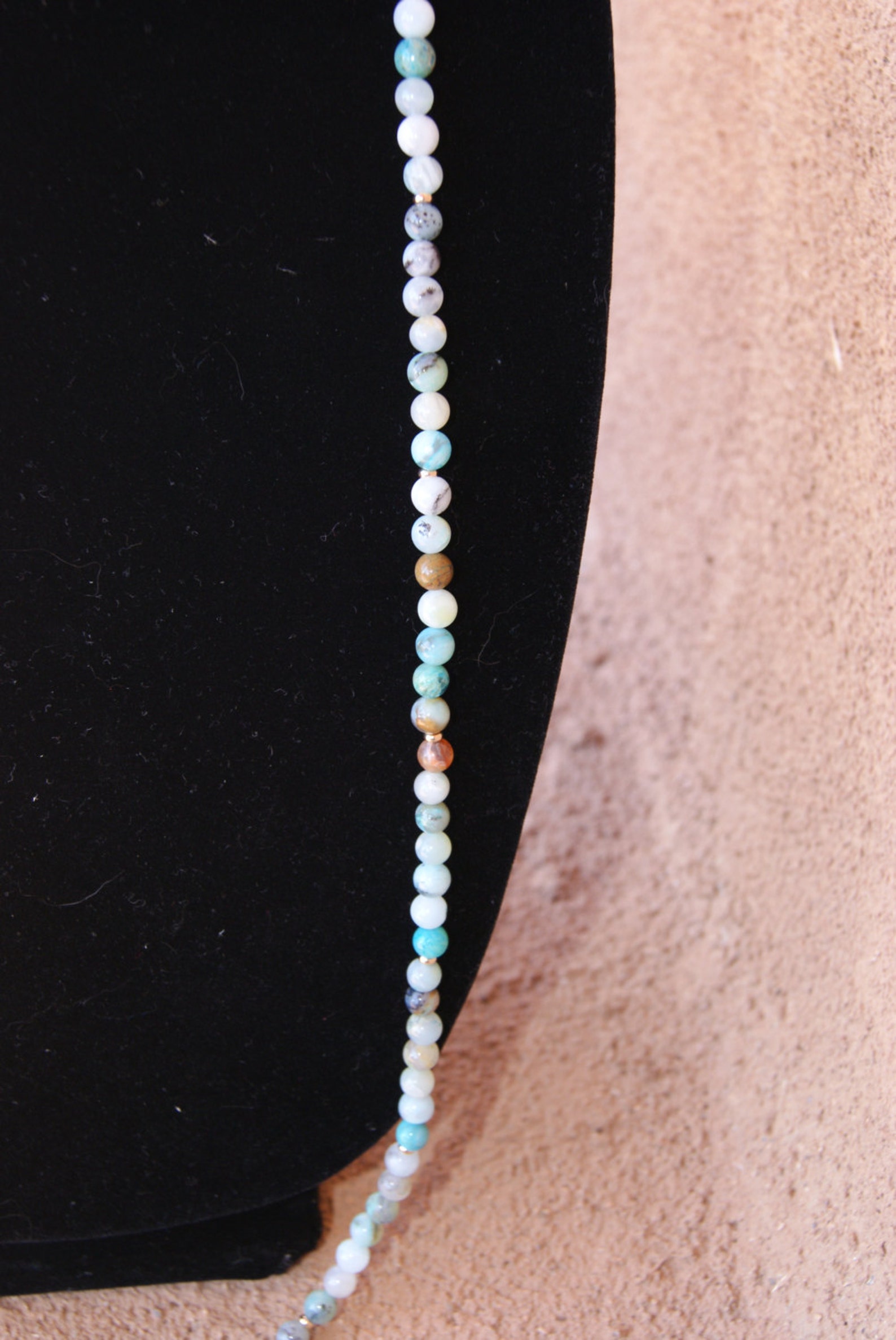 Long Peruvian Opal Necklace With 14K Yellow Gold Accents and 18K Yellow ...