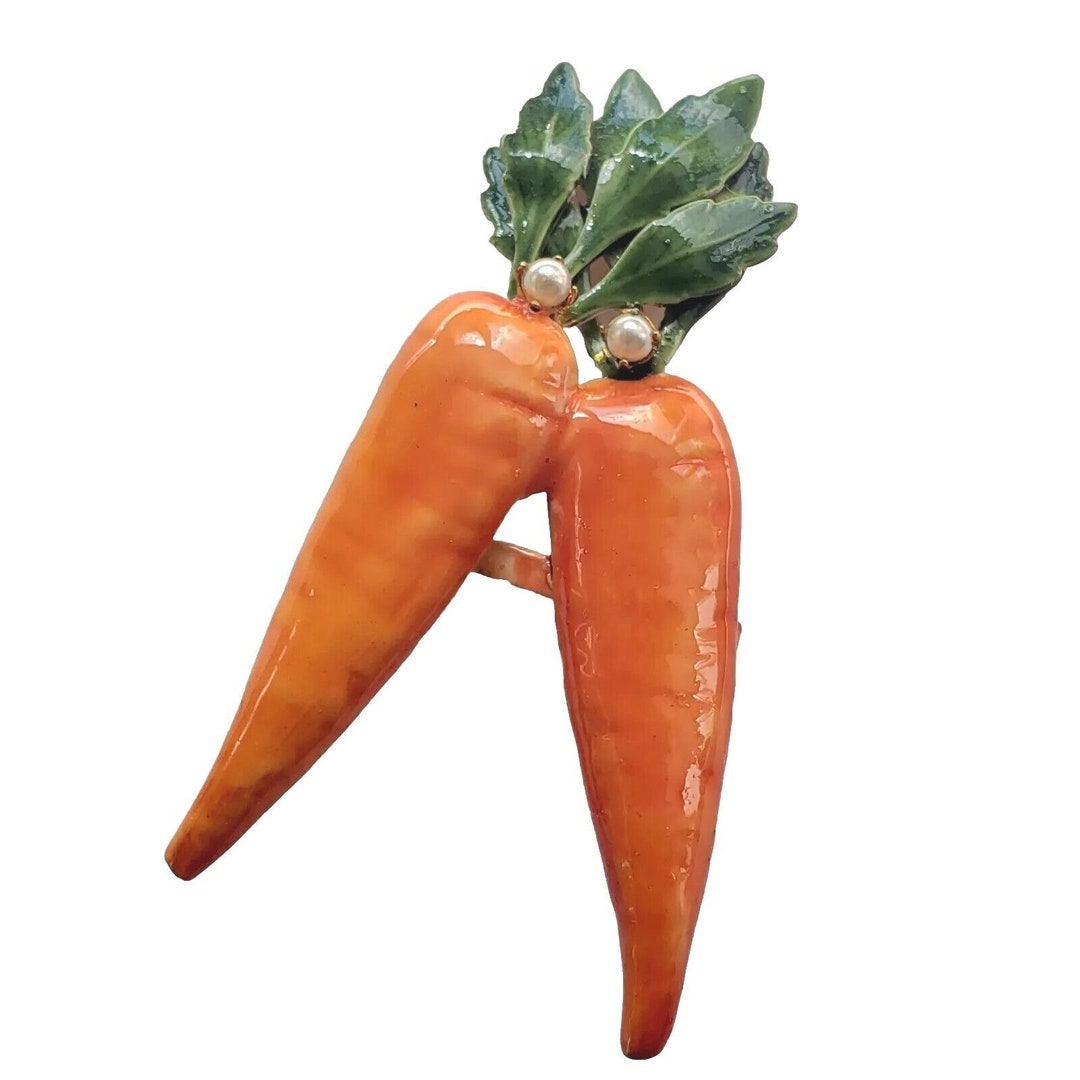 Original by Robert Enamel Carrot Pin Pink Orange Green - Etsy