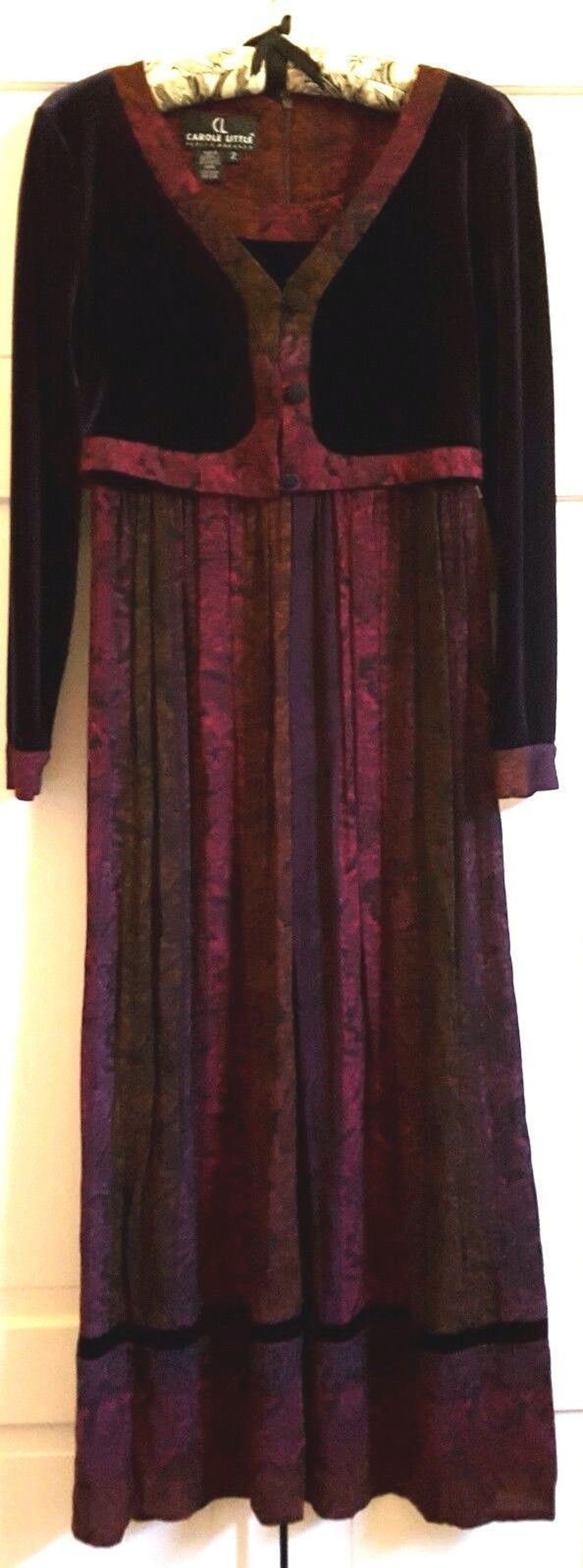 Carole Little Jacket Look Velvet and Rayon Dress Petite Size 2 New Old ...