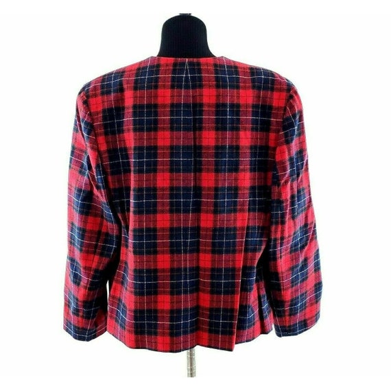 PENDLETON Collarless Blazer Jacket Wool Red Blue Tart… - Gem