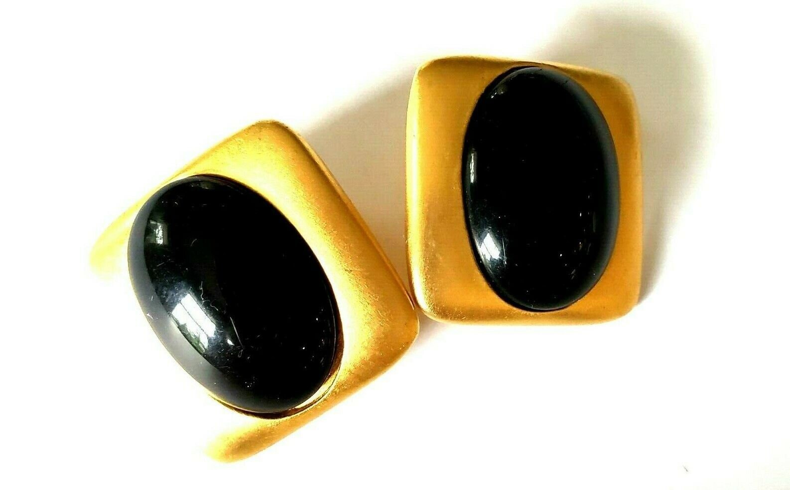 Donald Stannard Brushed Gold Tone Square Clip Earrings Oval - Etsy