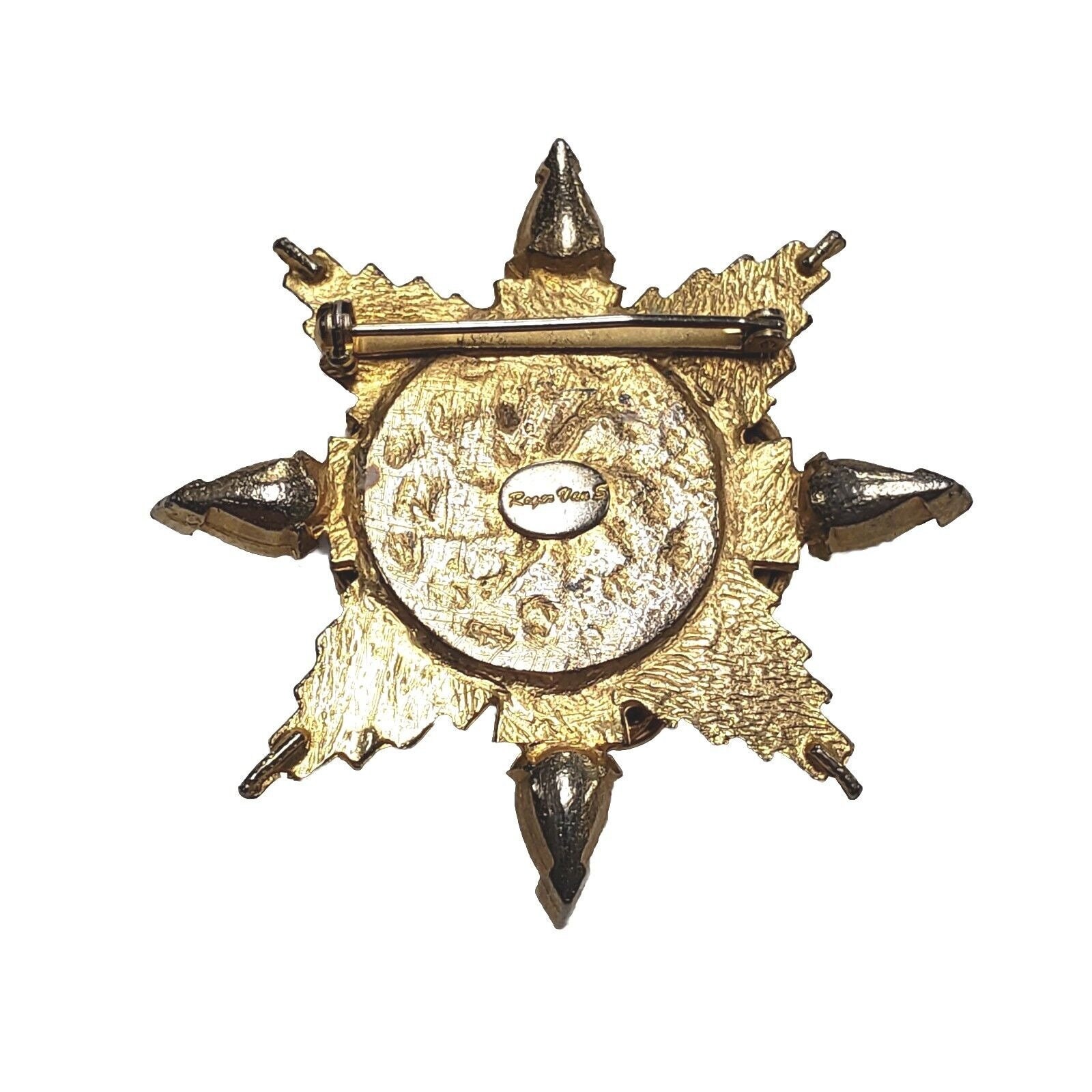 Roger Van S Brooch Lion Crest Coat of Arms Gold Plated Black Enamel ...