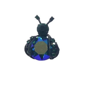 Warner Black Bug Fly Insect Pin Bright Blue AB Rhinestone Japanned ...
