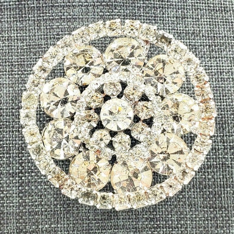 Hign End Vintage Icy Clear Rhinestone Brooch Layered Stacked - Etsy