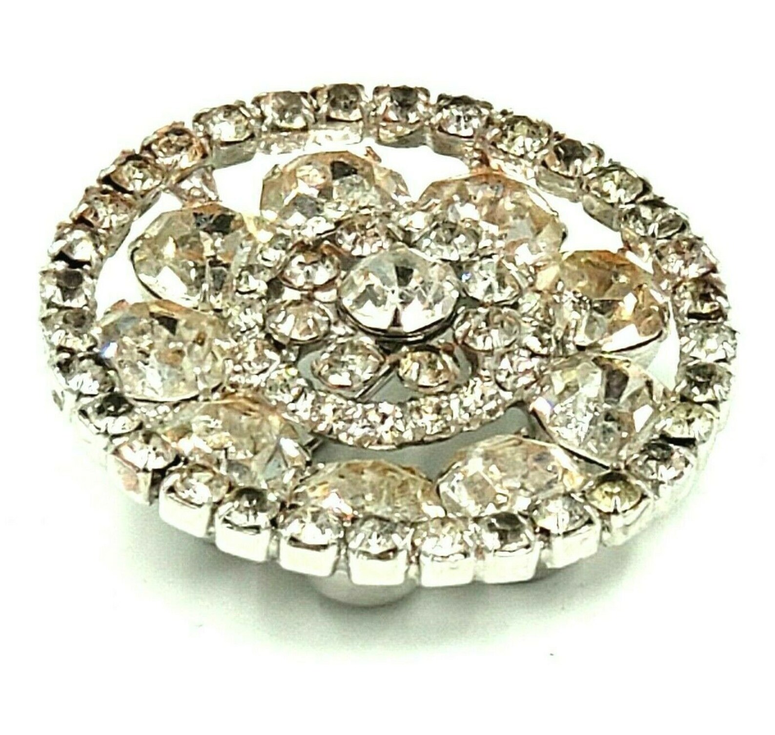 Hign End Vintage Icy Clear Rhinestone Brooch Layered Stacked - Etsy