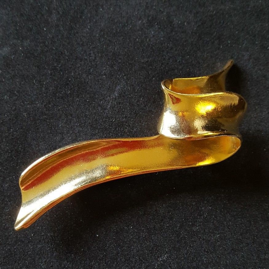 Vintage Avon Golden Ribbon 3 Polished Gold Tone Brooch - Etsy
