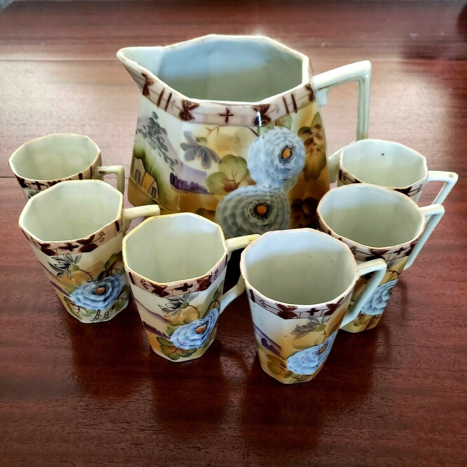 Antique Nippon Lemonade Cider Set Pitcher 6 Cups Te-oh China - Etsy