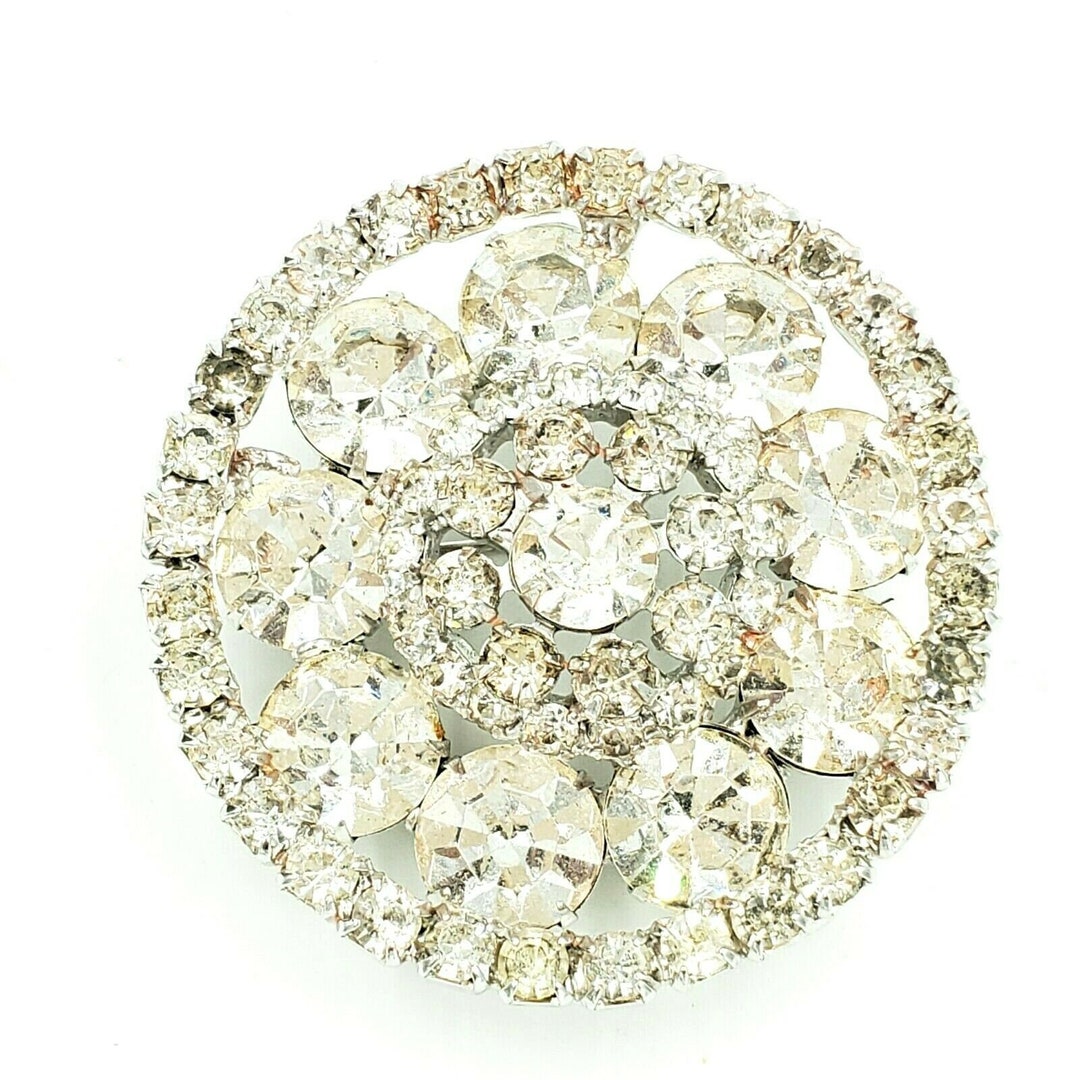 Hign End Vintage Icy Clear Rhinestone Brooch Layered Stacked - Etsy