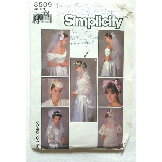 8509 Simplicity Sewing Pattern Bridal Veils Headpieces Vintage - Etsy