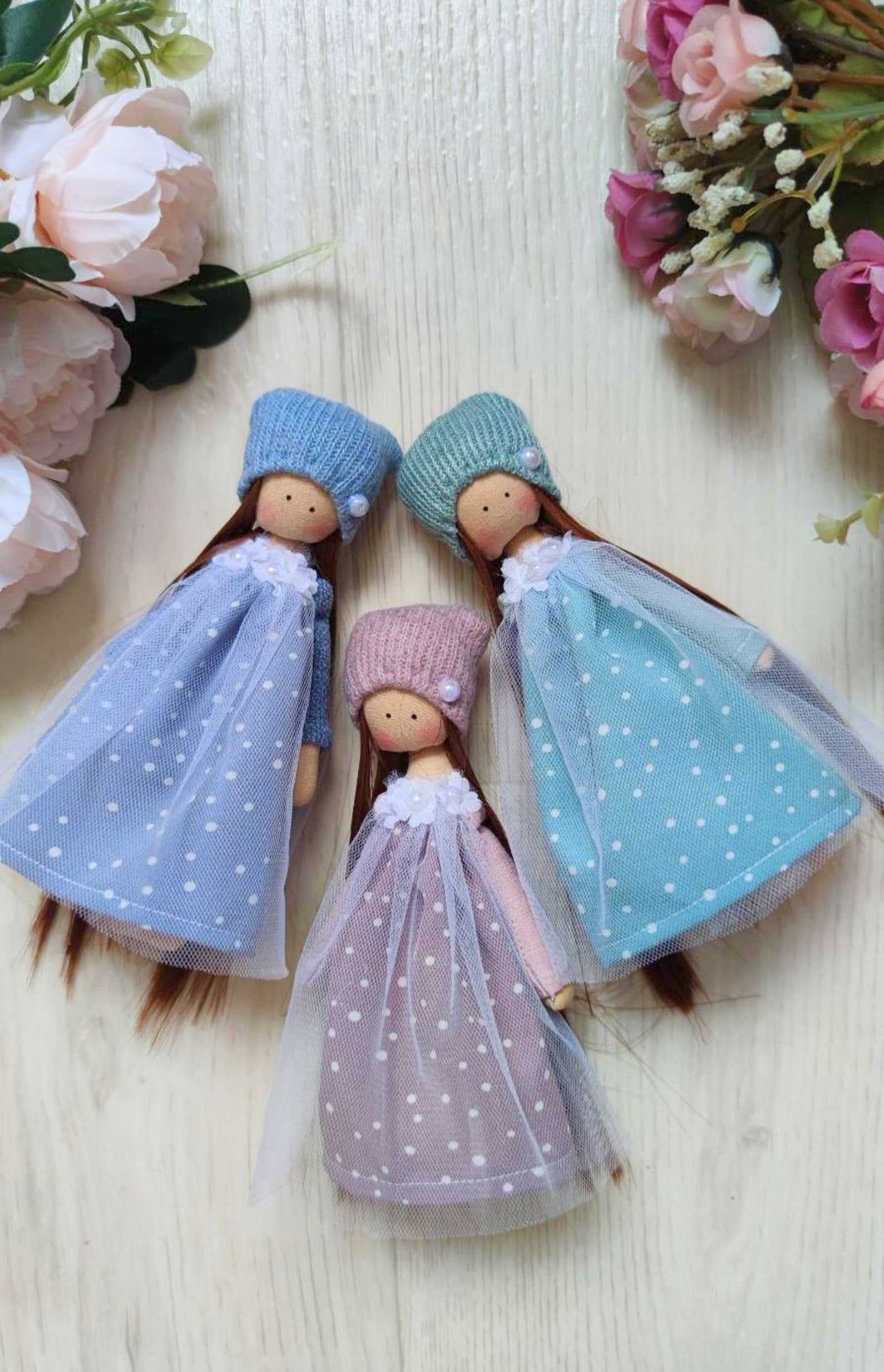 Little Handmade Rag Doll, Textile Pocket Doll for Dollhouse, Small Doll ...