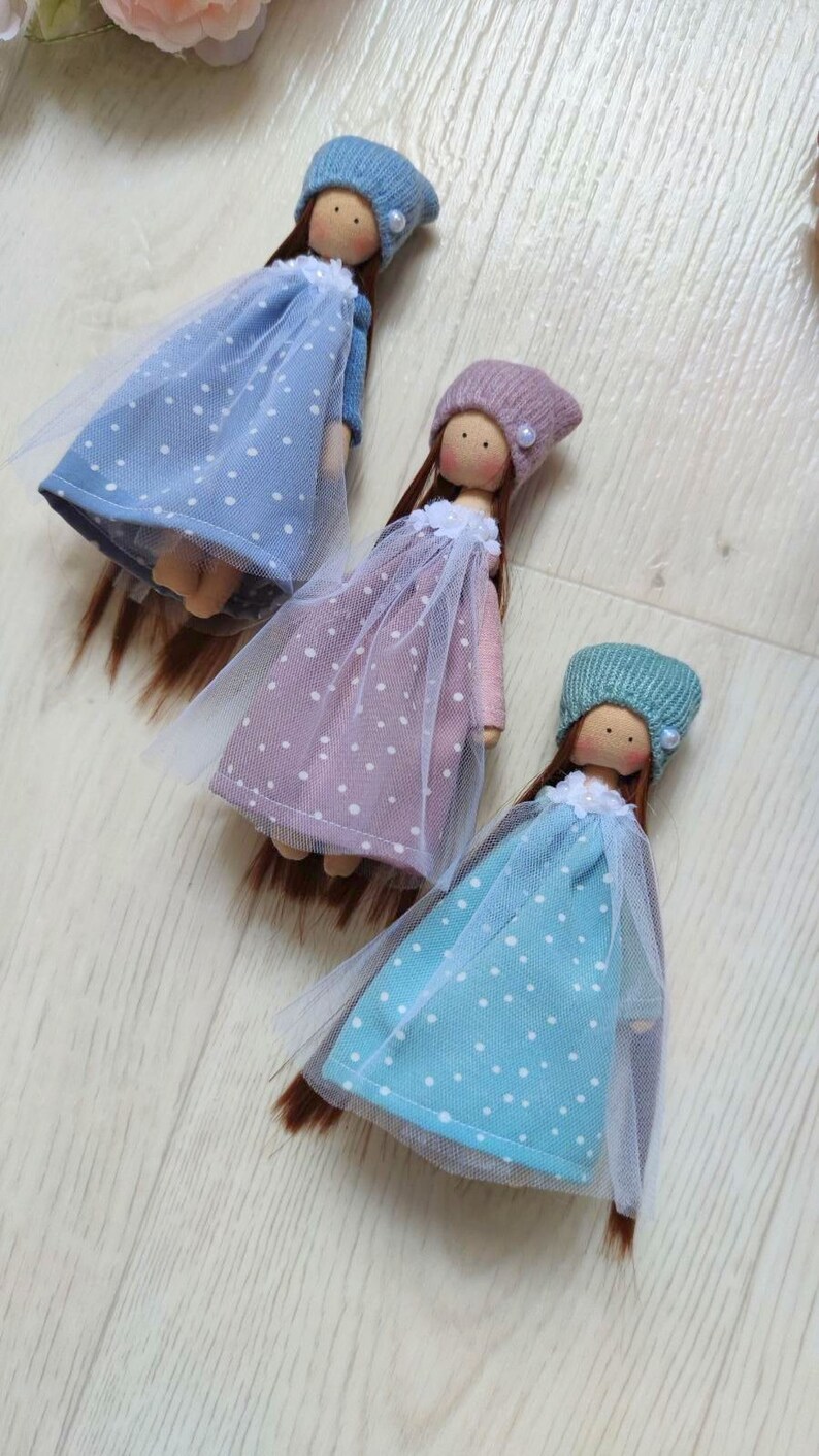 Little Handmade Rag Doll, Textile Pocket Doll for Dollhouse, Small Doll ...