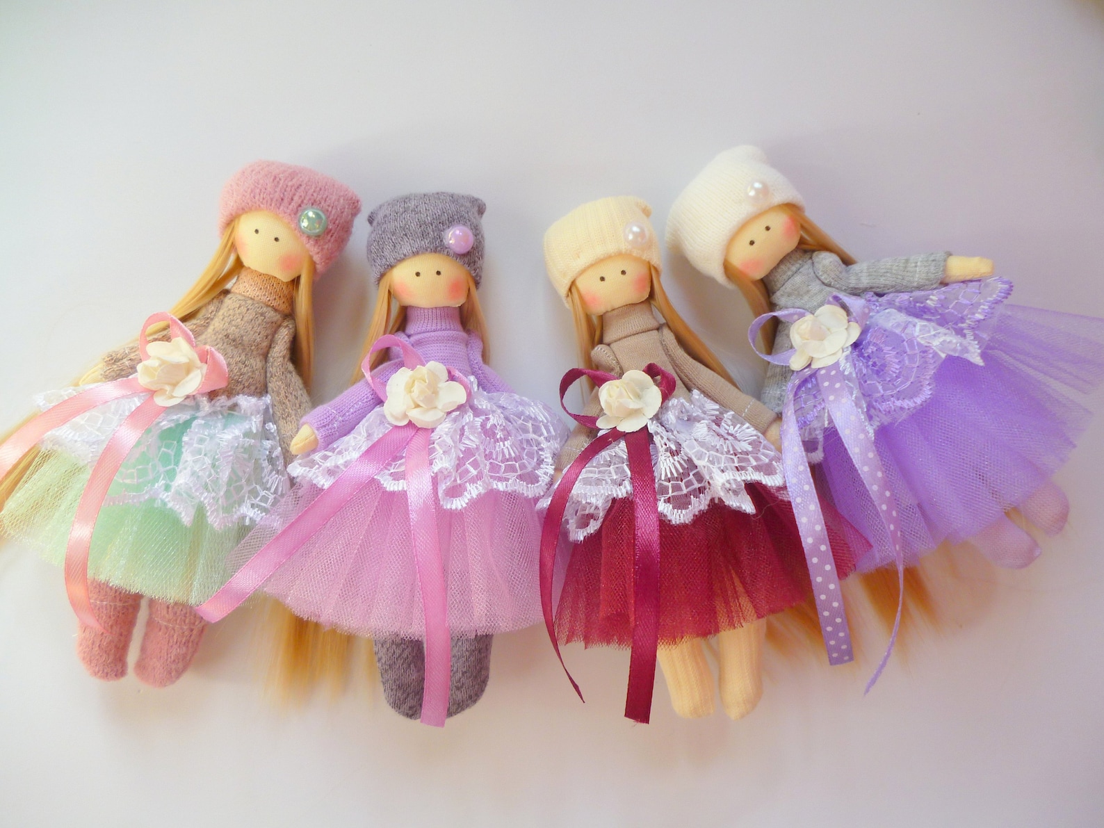 Textile Pocket Doll, Miniature Doll, Mini Rag Doll, Small Doll, Wedding ...