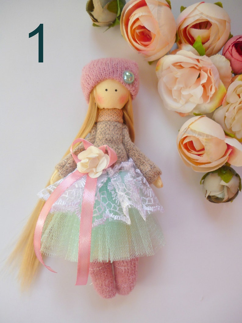 Textile Pocket Doll, Miniature Doll, Mini Rag Doll, Small Doll, Wedding ...