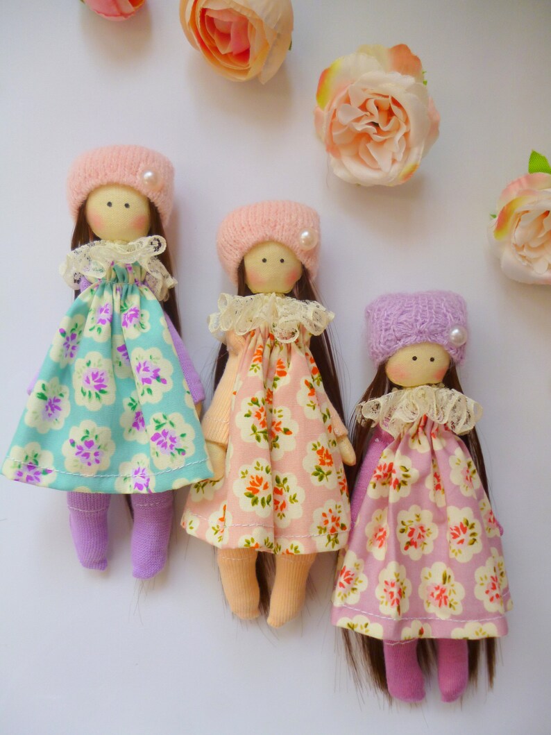 Little handmade rag doll textile pocket doll for dollhouse | Etsy