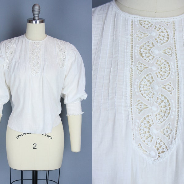 White Cotton Back Button Blouse - Etsy