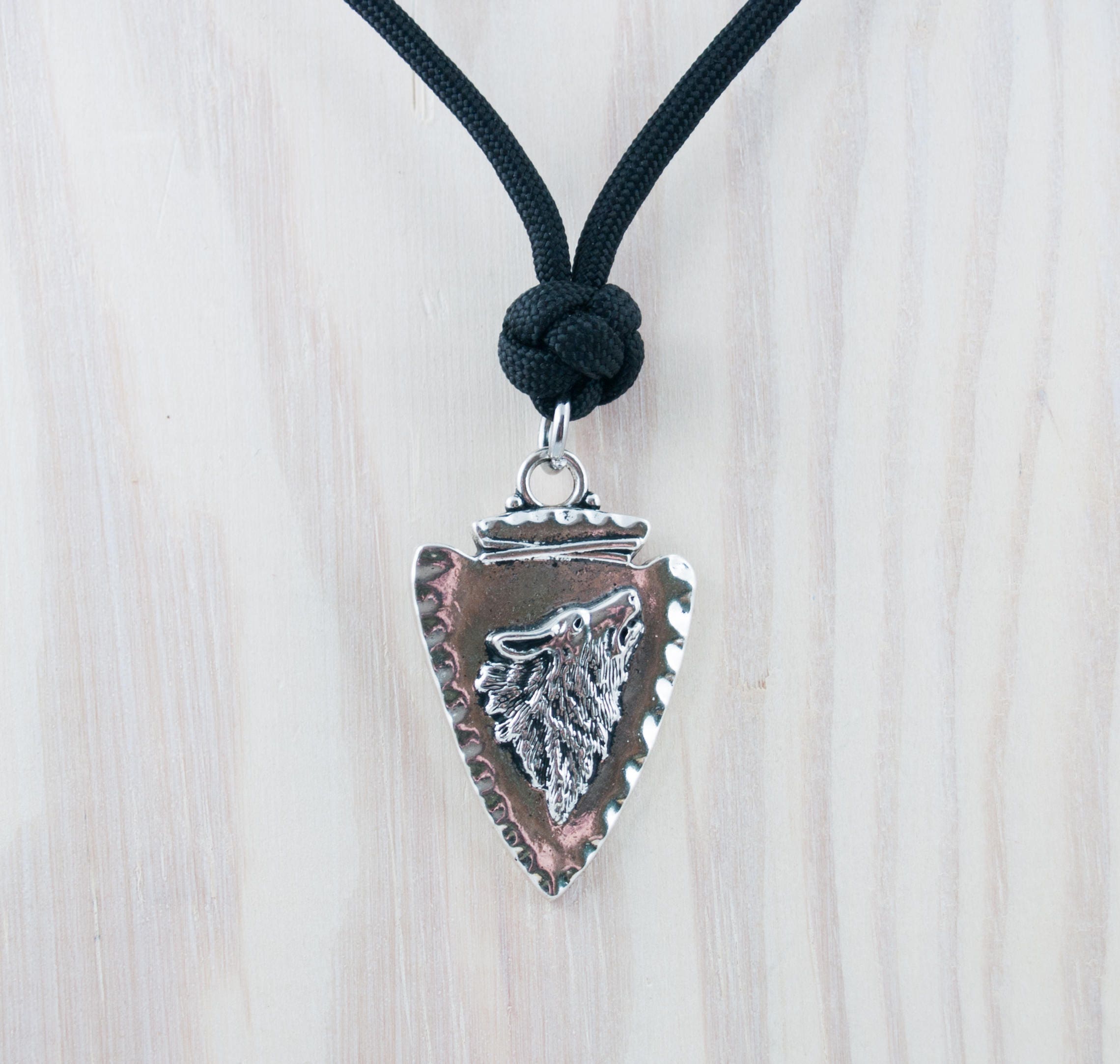 Wolf Arrowhead Paracord Necklace Wolf Necklace Arrow | Etsy
