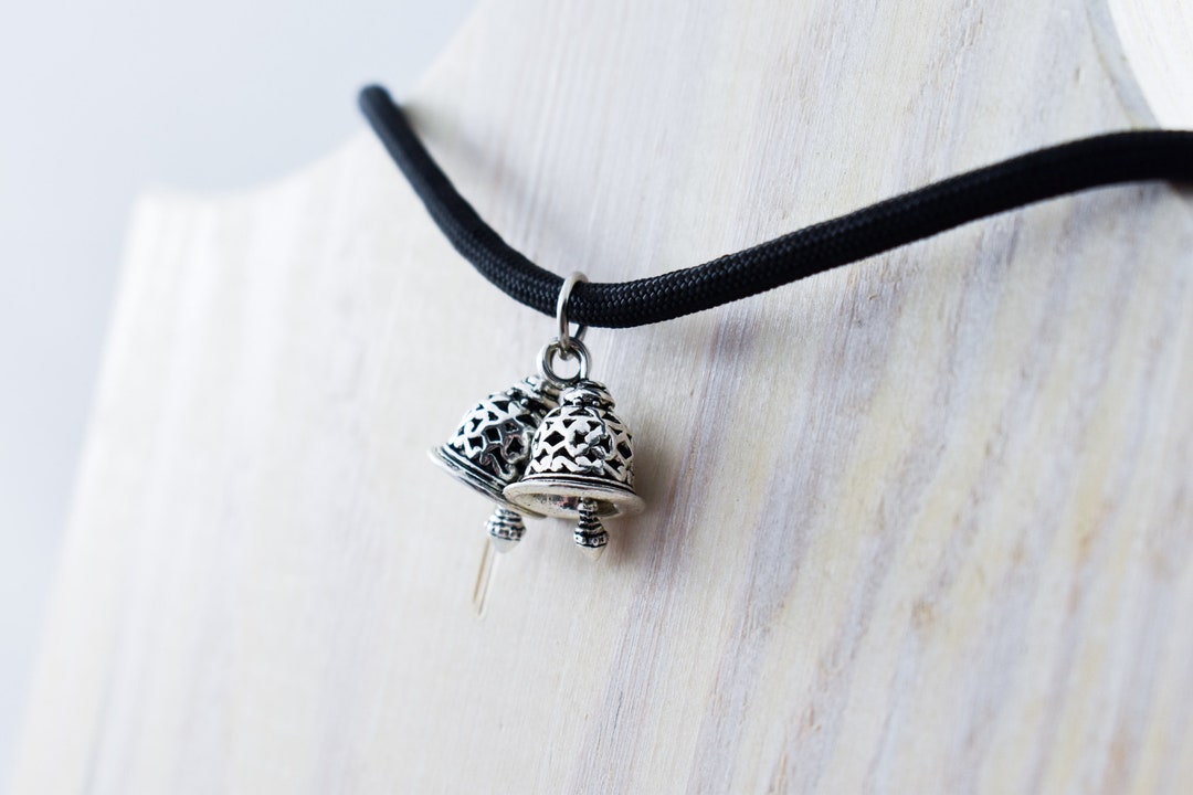 Bell Necklace Wedding Bells Paracord Necklace Silver Bell Bell Jewelry Cord Necklace Bell Charm Festive Bell Christmas Bell Elegant Etsy