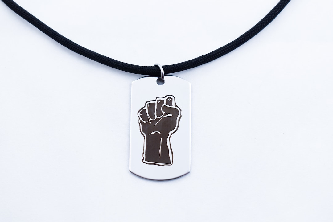 Black Fist, Paracord Necklace, Activist Jewelry, Fist Necklace, Dog Tag ...