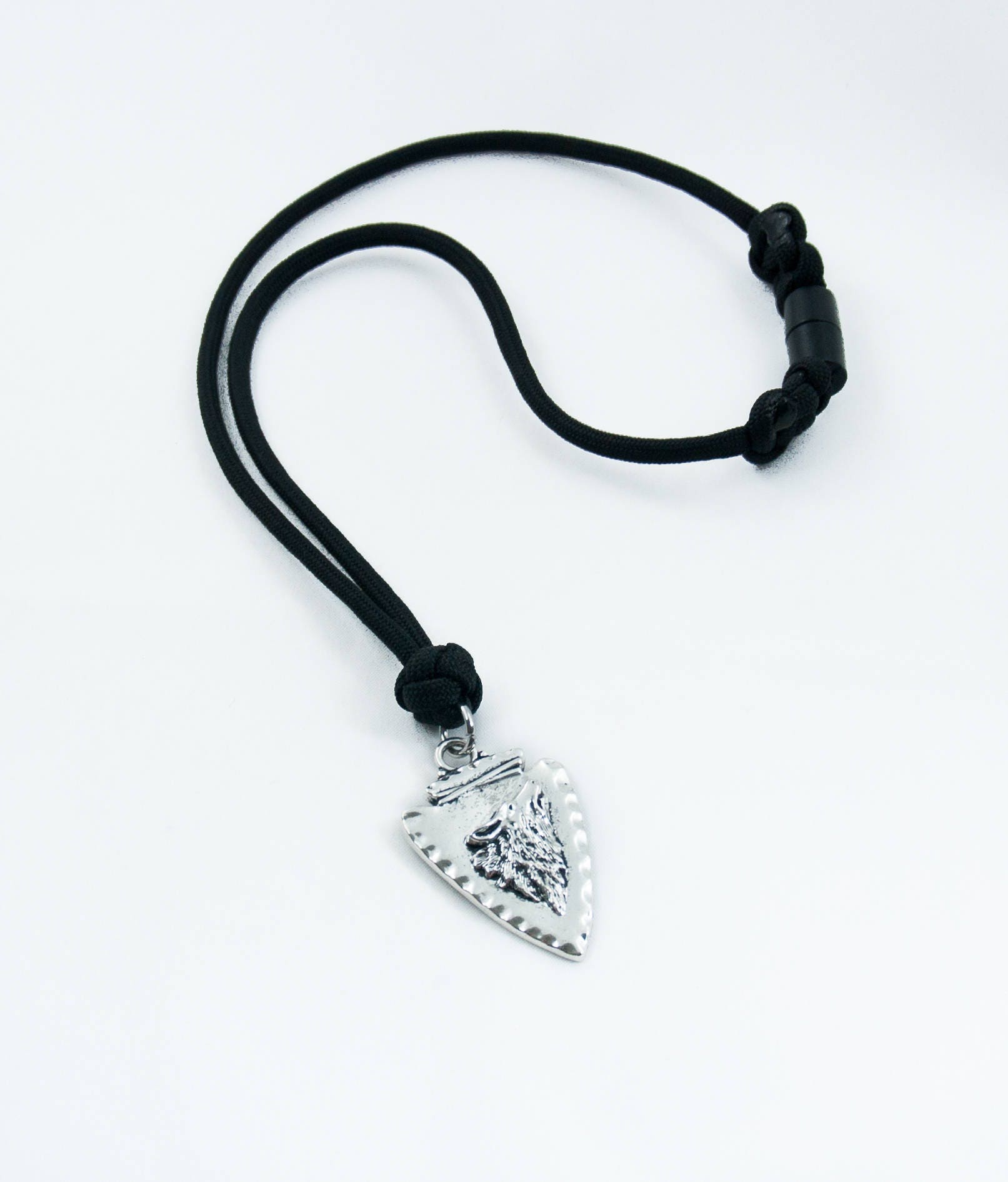 Wolf Arrowhead, Paracord Necklace, Wolf Necklace, Arrow Necklace ...