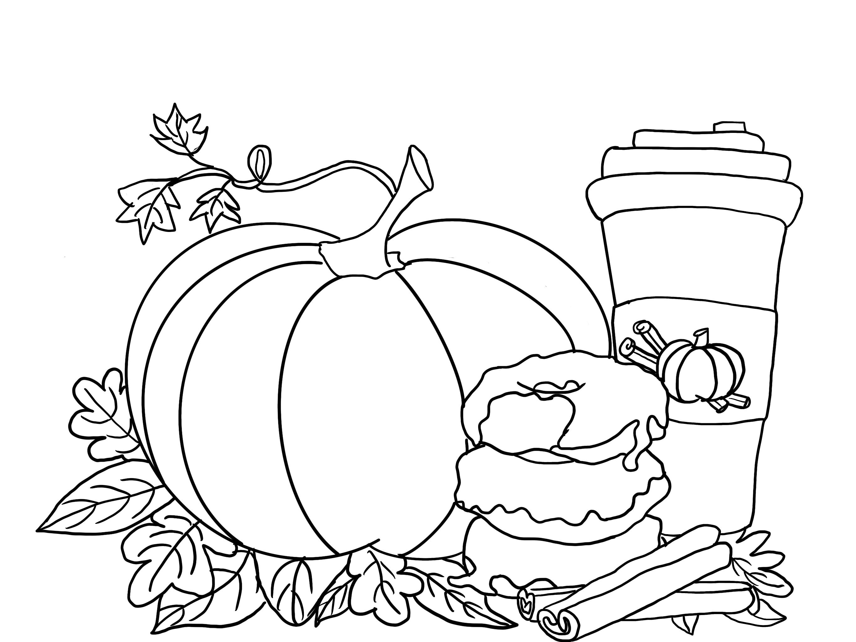 Pumpkin Spice Coffee & Donuts Coloring Page - Etsy